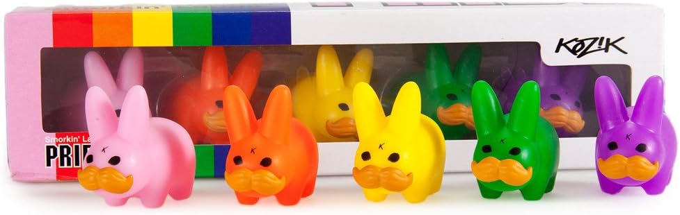 Amazon.com: Kidrobot Pride Stache Labbit Art Toy 5 Pack by Frank Kozik ...