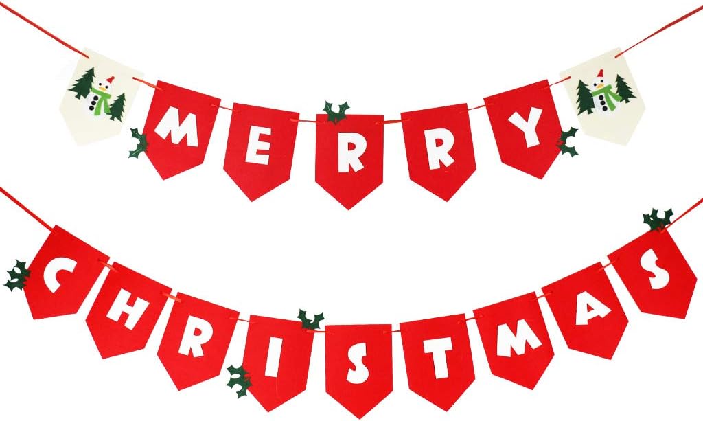 Amazon.com: Merry Christmas Letter Banner Garland Christmas Decoration ...