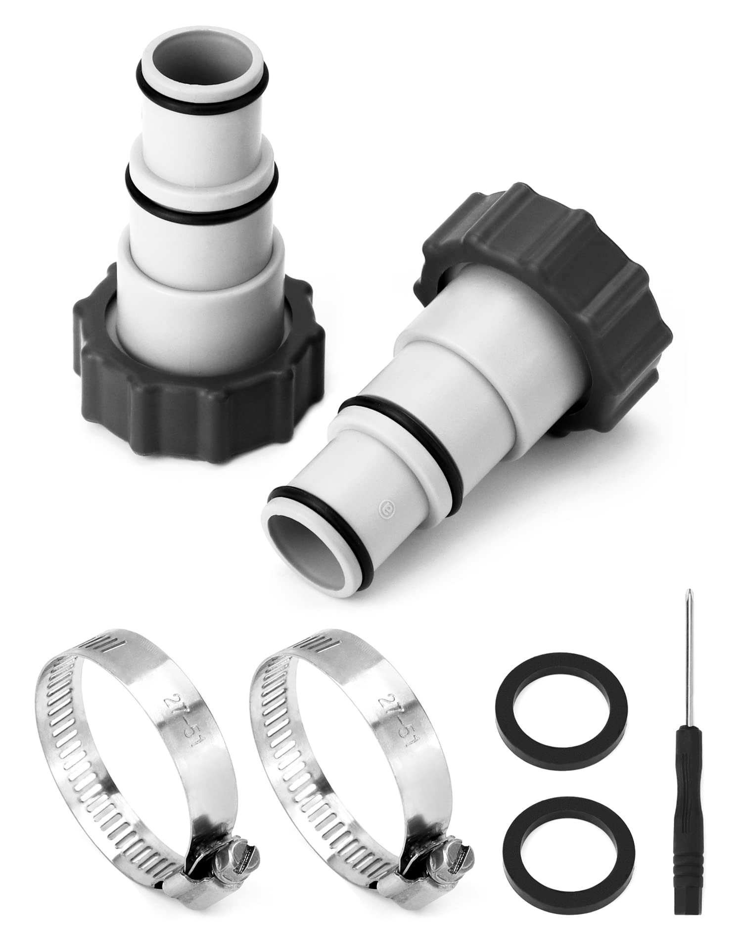 QWORK 2 Sets Swimming Pool Hose Adapter, 1.5″ to 1.25″ Pool Drain Pump ...