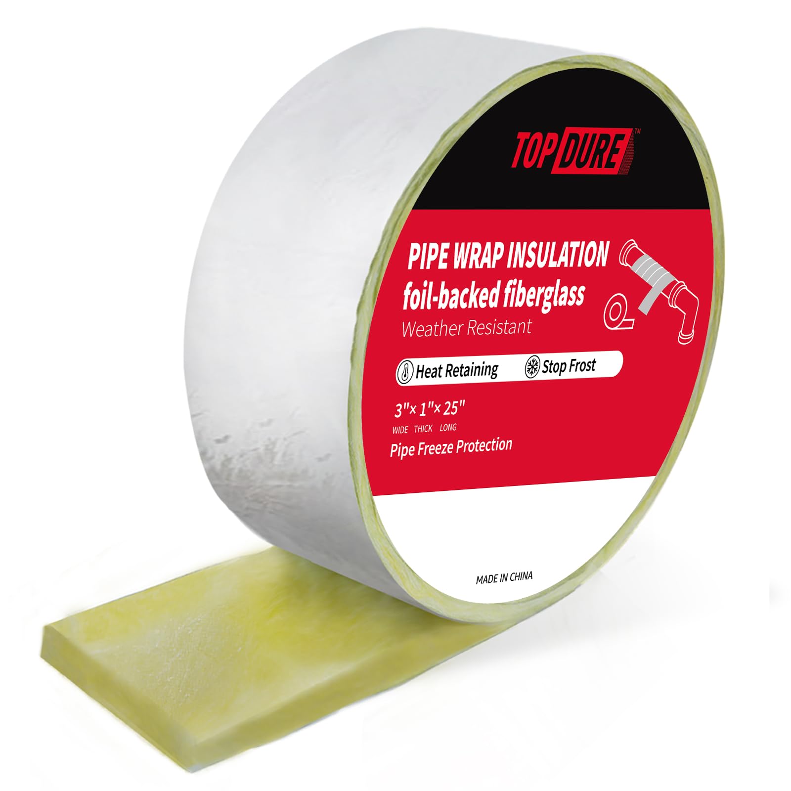 Amazon.com: TOPDURE Foil-Backed Fiberglass Pipe Wrap, Pipe Insulation ...