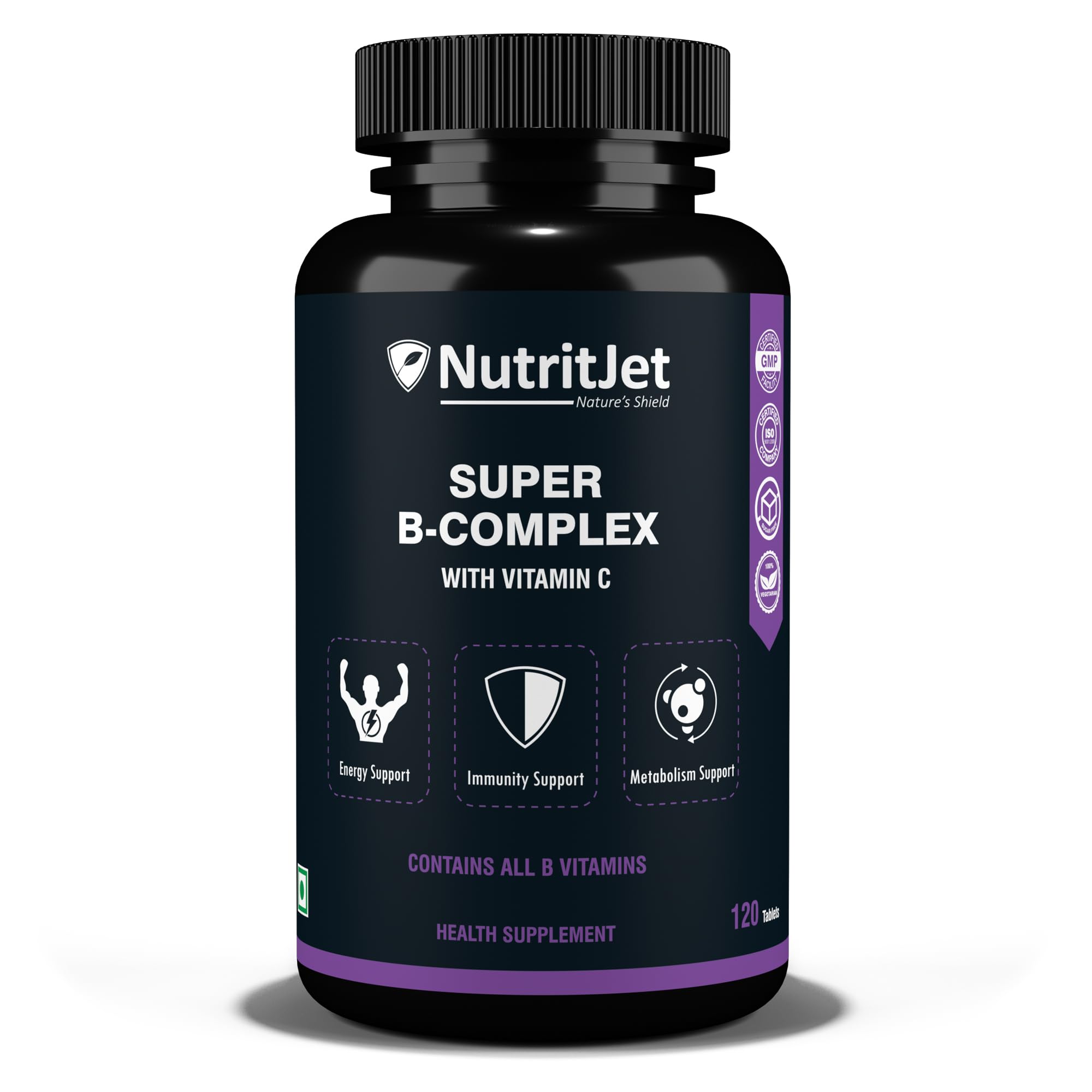 NutritJet Super B-Complex with Vitamin C | 100% RDA B1, B2, B3, B5, B6 ...