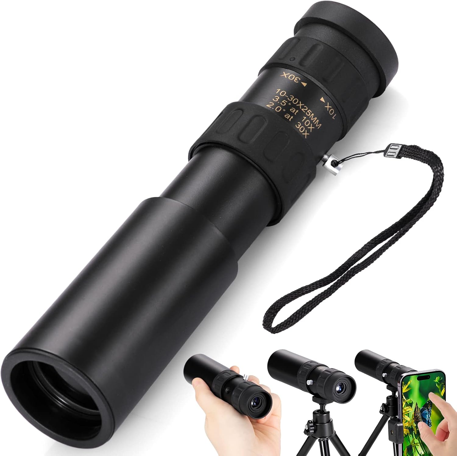 10-30x25 Zoom Monocular Telescope, Portable Monoculars for Adults with ...