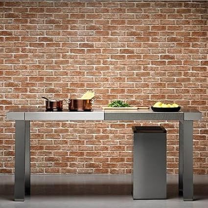 Decowall 21213 Modern Brown Red Brick Effect Self Adhesive Sticky Back ...