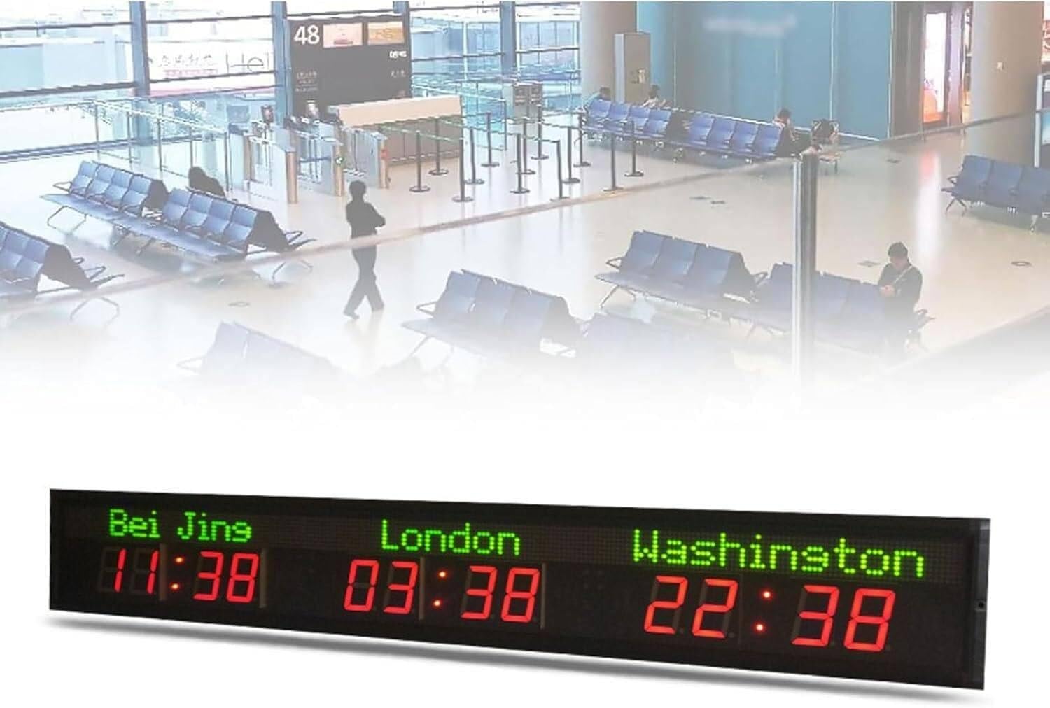 Amazon.com: 3/4/5/6 Cities Led Time Zones Clock,Large Digital Led World ...