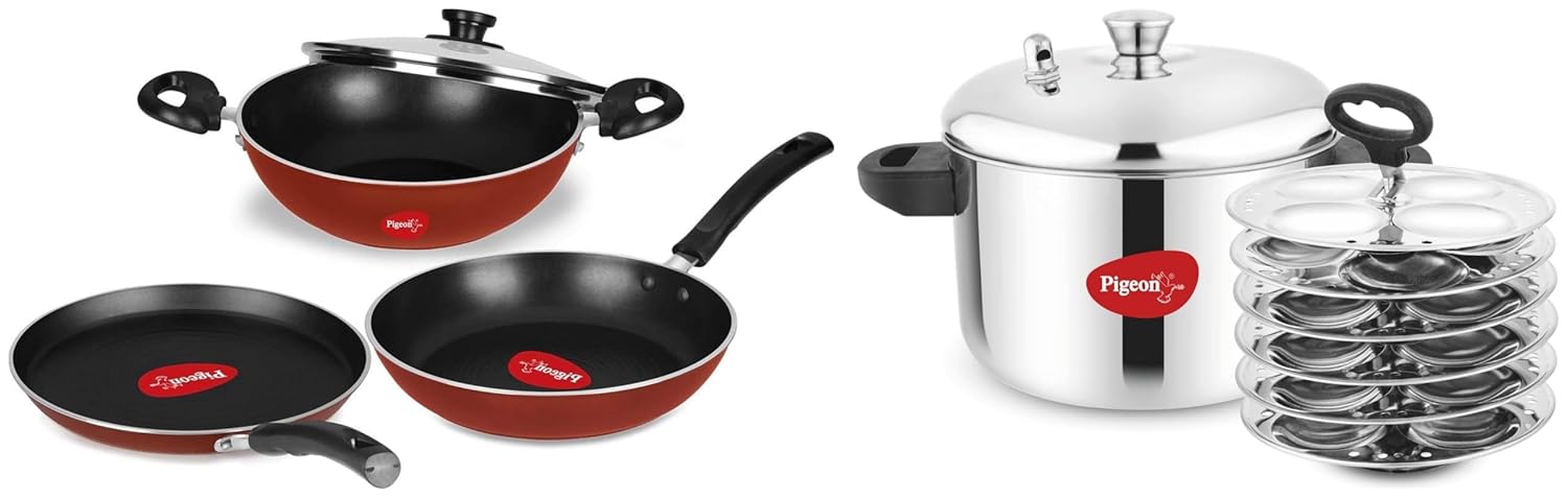 Buy Pigeon Idly Maker 6 Plates Compatible with Induction and Gas Stove ...