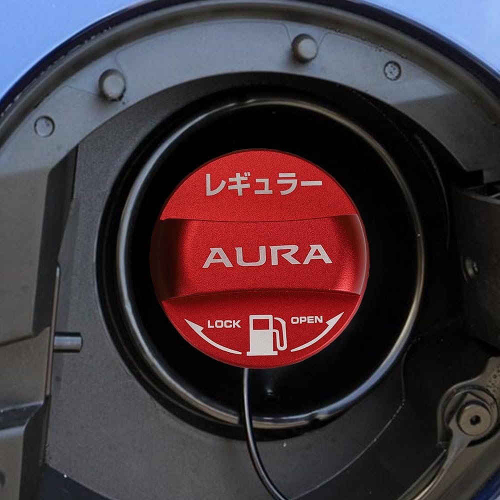 Amazon.co.jp: LEXLEYS 日産 レギュラー仕様 赤 AURA オーラ E13系 専用設計 フューエルキャップ アルミ製 フューエルリッド ガソリン キャップカバー 給油口 ...