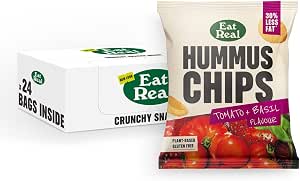 Eat Real, Hummus Chips, Tomato and Basil, 24 X 22g, Gluten-Free Crisps ...