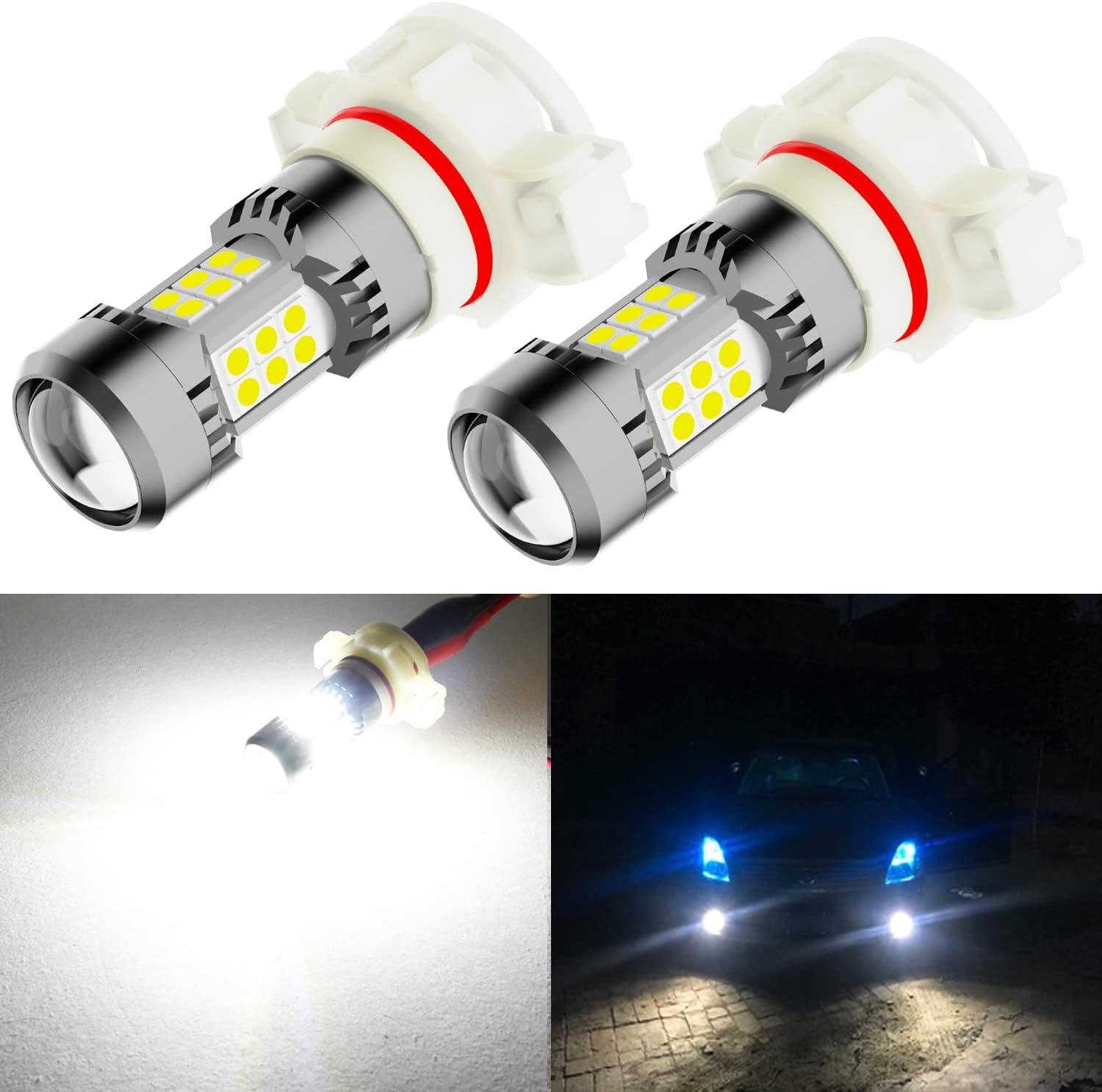 Amazon.com: H1 LED Fog Lights DRL 1200 Lumens 360°Beam LED Bulbs 6000K ...