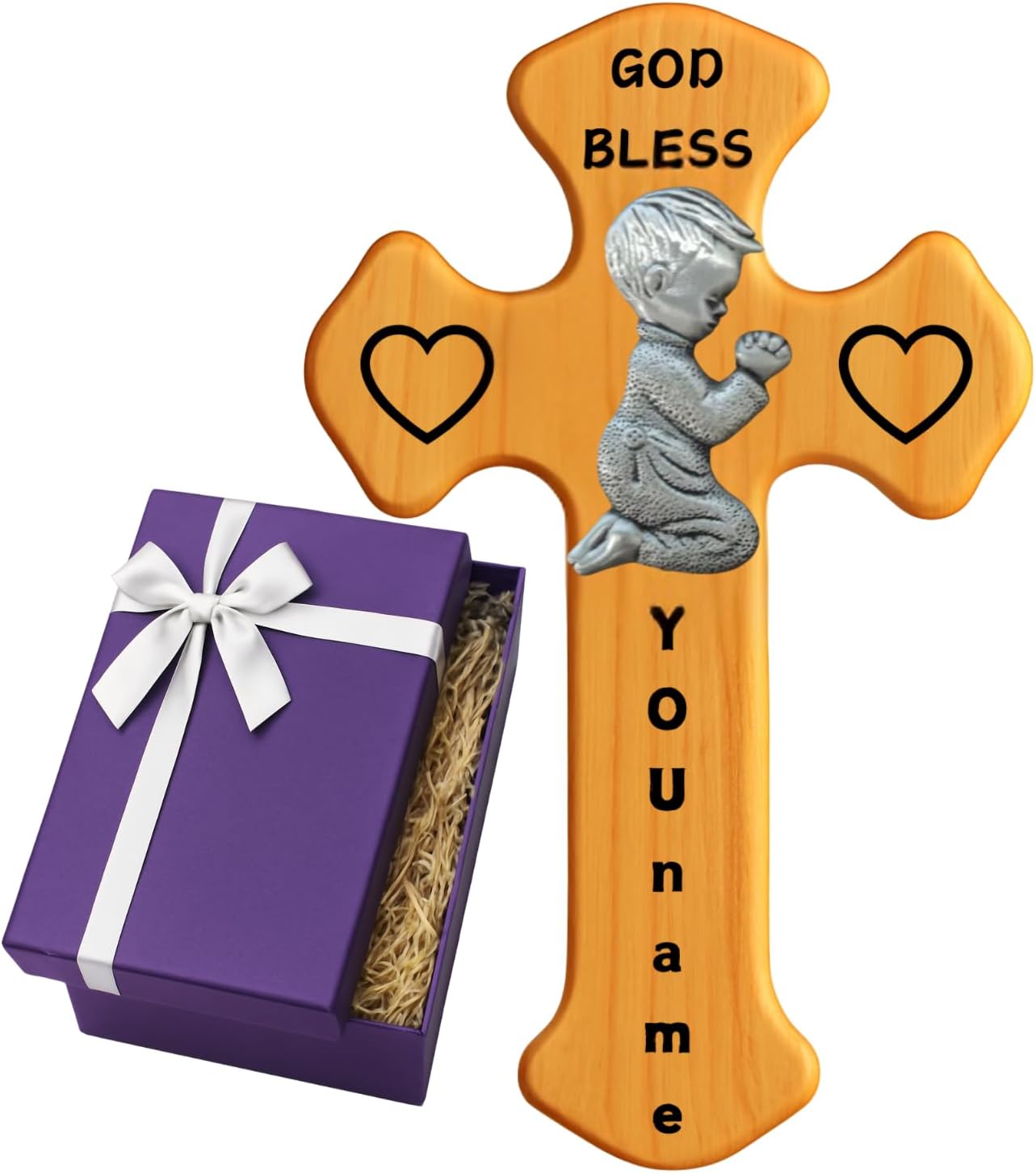 Amazon.com: Tkusteigs Personalized Cross for Baptism & First Communion ...