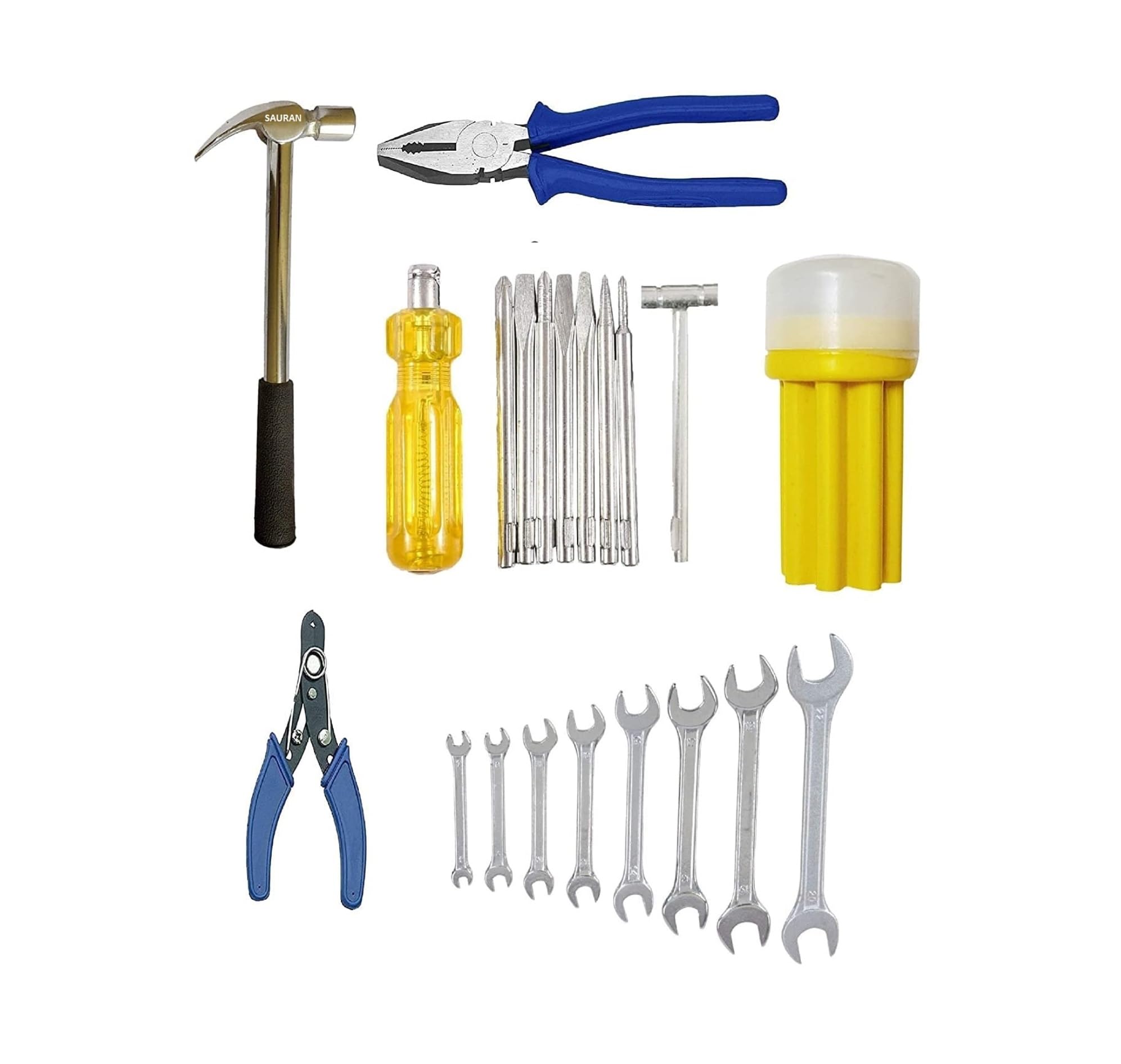 Handyman Tool Kit with Hammer, Pliers, Screwdrivers, Wrench Set, 20 ...