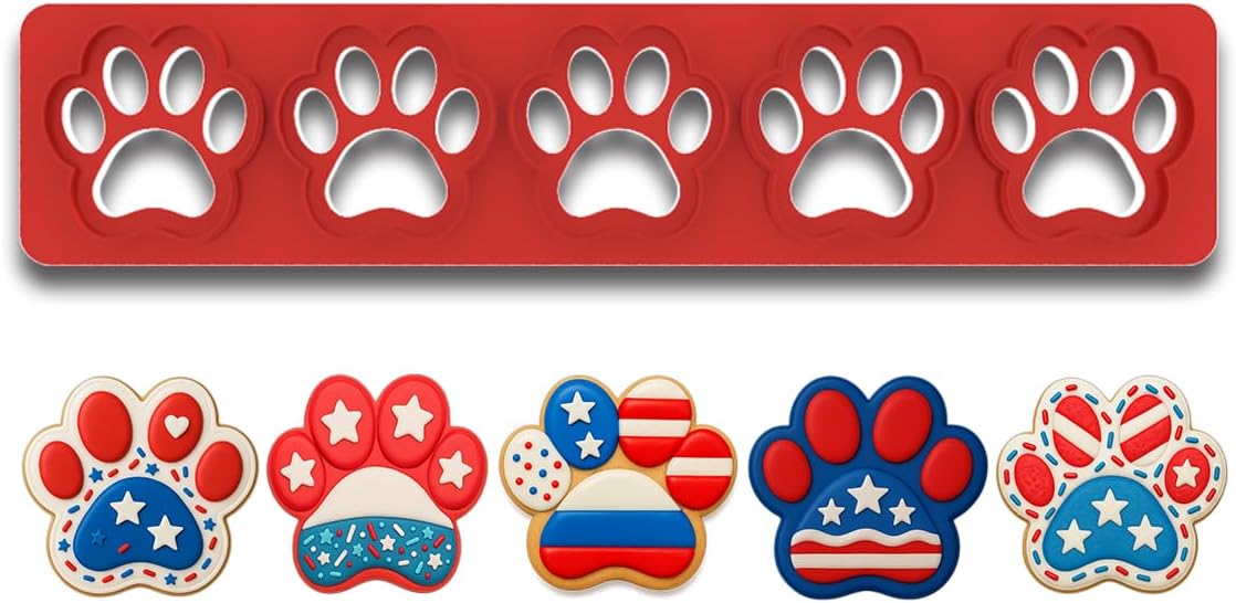 Amazon.com: Mighty Gadget Mini Dog Paw Cookie Cutter Strip - 5 Paws (1. ...