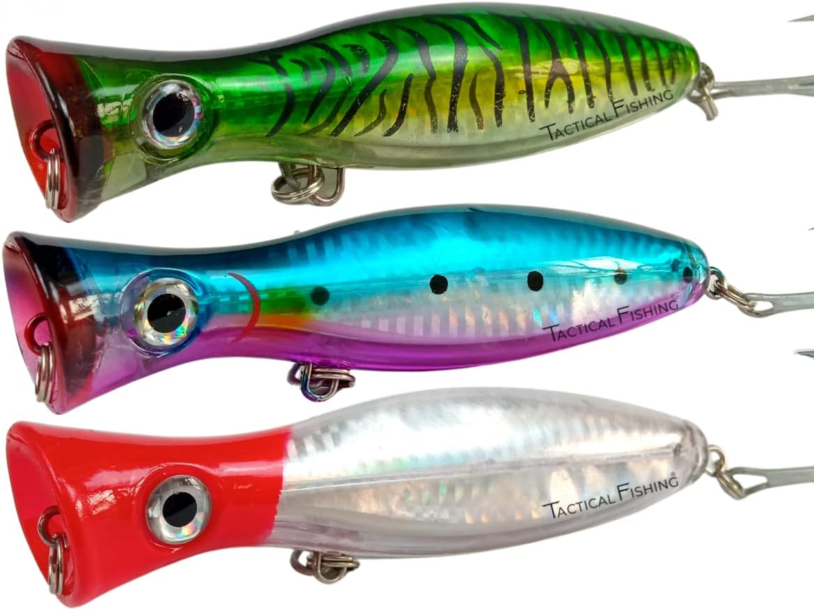 TACTICAL FISHING 3 Señuelos Popper de 43g (1.5oz) - Pack con 3 ...