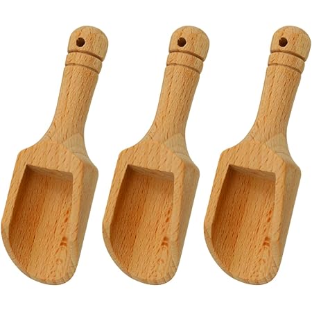 Set of 3 Mini Wooden Salt Spoons - Natural Scoops for Bath Salts, Candy ...