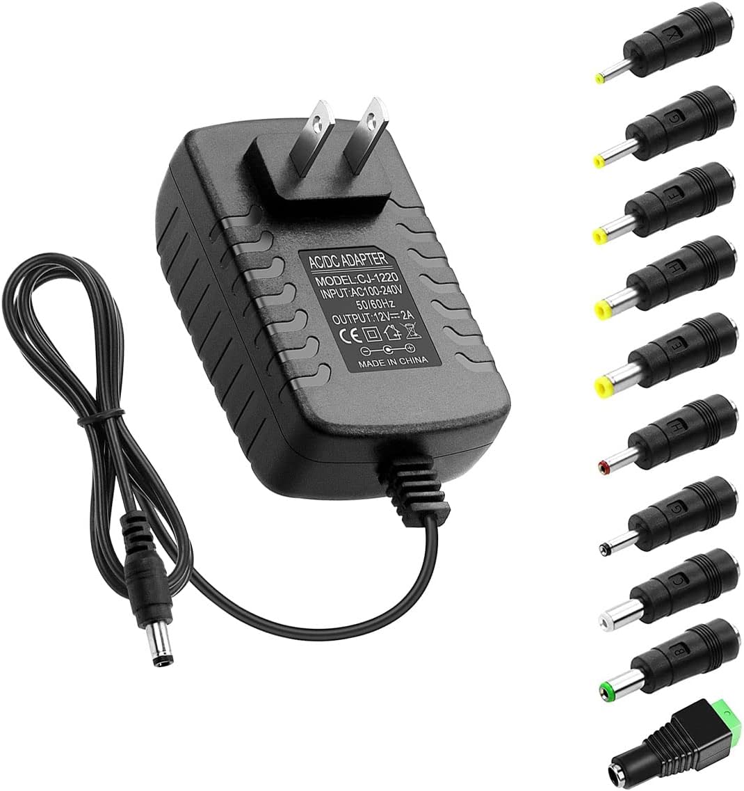 Amazon.com : Alarmpore 12V 2A Power Supply Adapter with 10 Tips ...