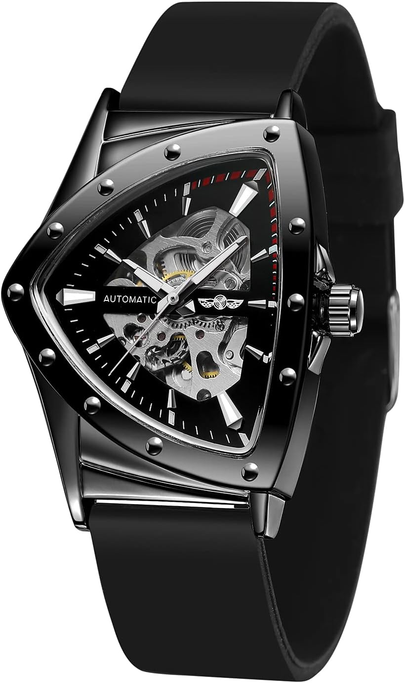 Amazon.com: FORSINING New Men Waterproof Skeleton Triangular Mechanical ...