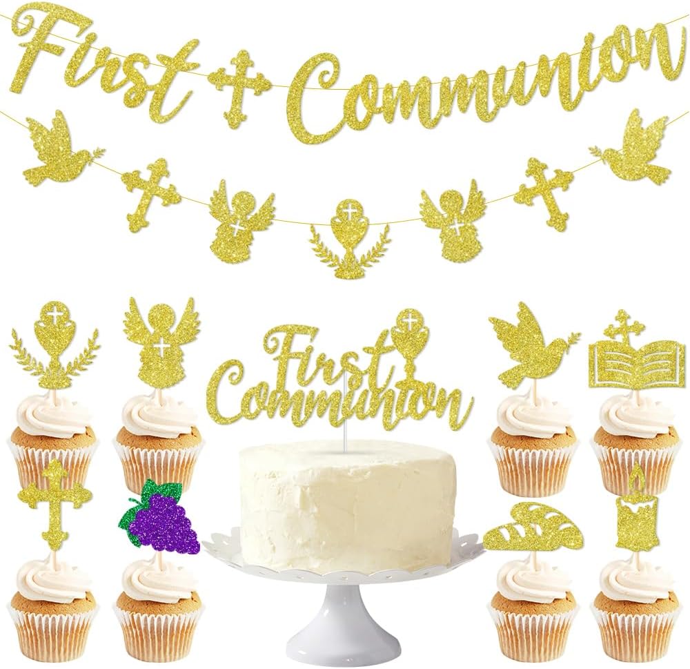 Amazon.com: First Communion Decorations -First Communion Banner with ...