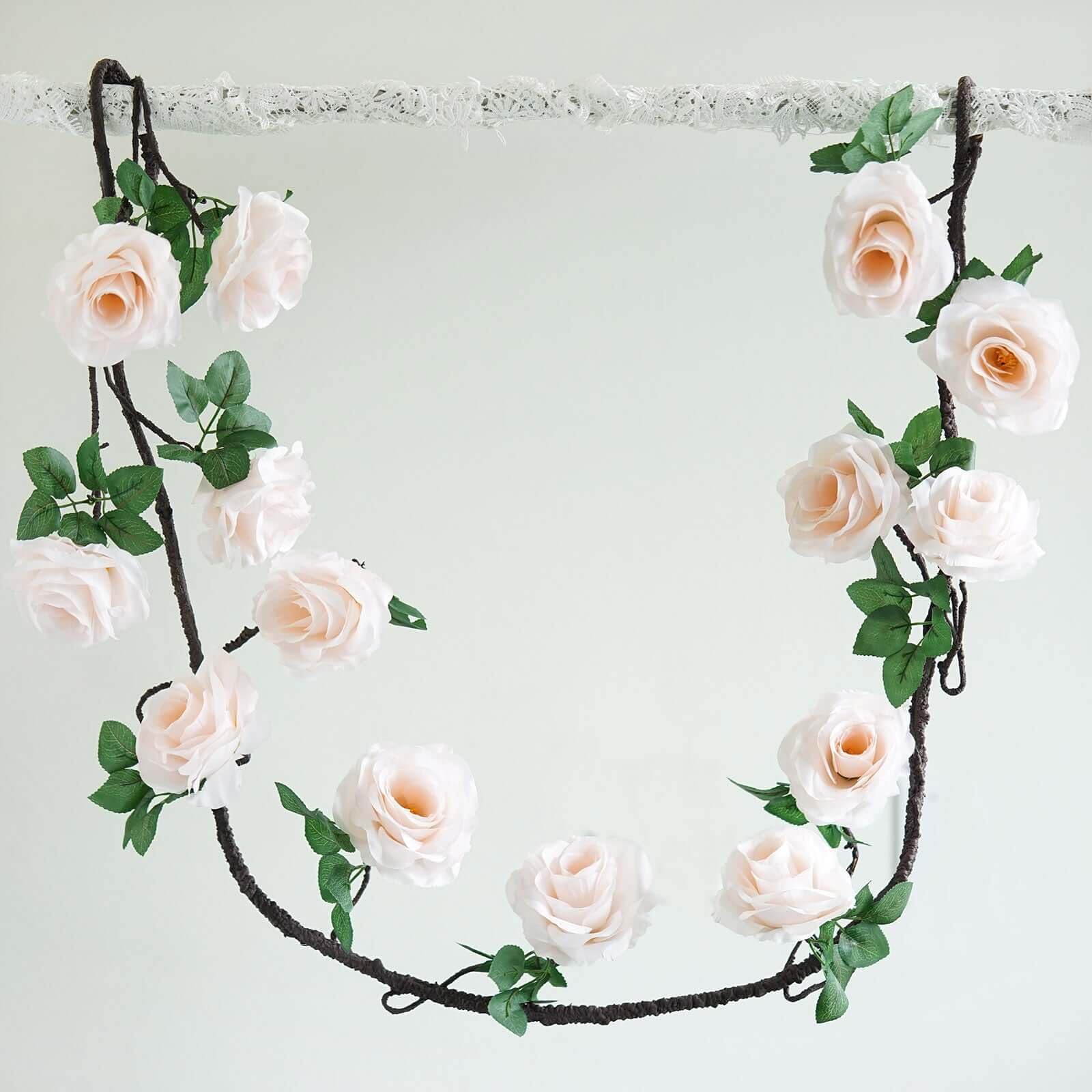 Amazon.com: Efavormart 6 ft Blush Silk Rose Garland with Bendable Wire ...
