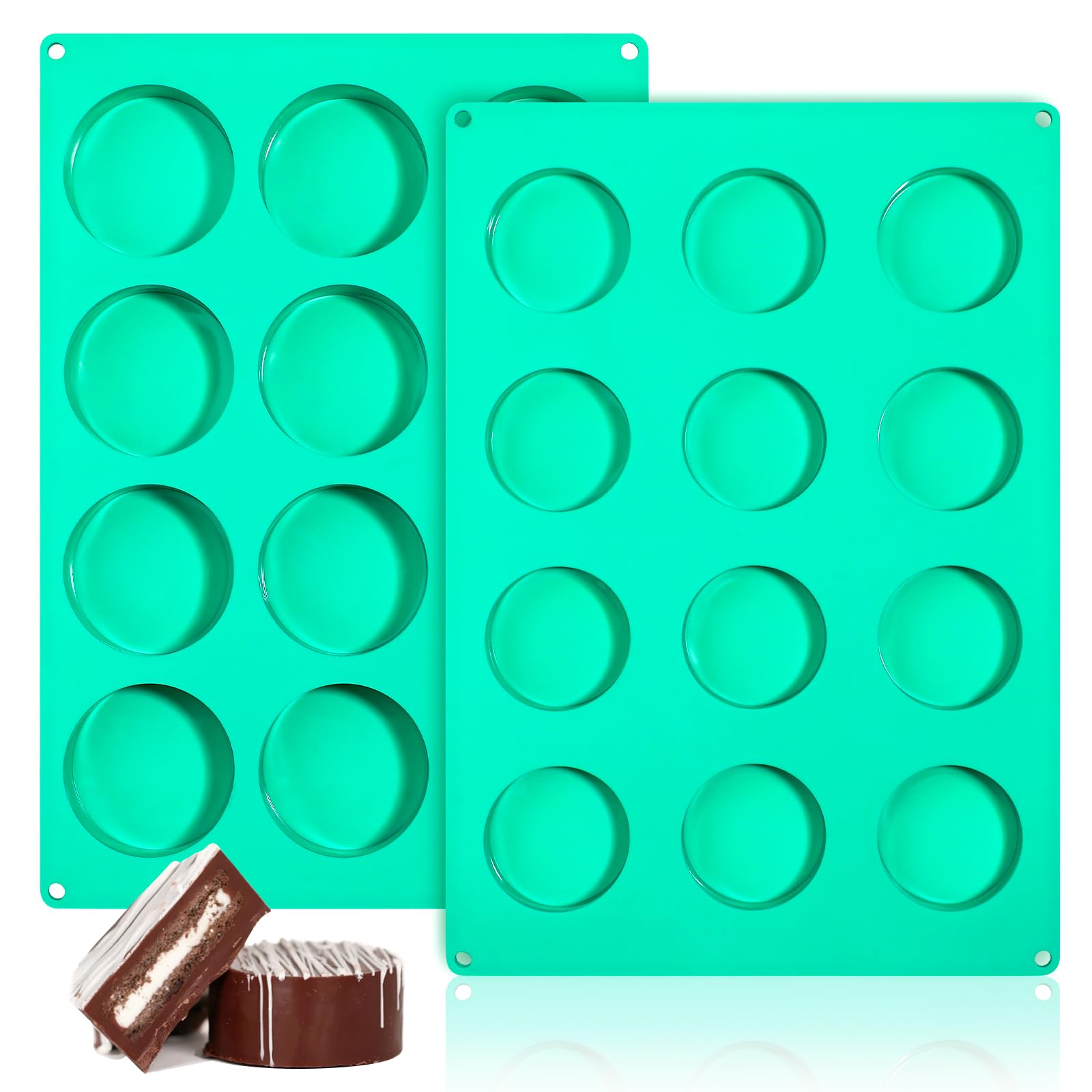 webake Cake Puck Mold Set 2 Different Sizes, 12-Cavity Silicone Molds ...