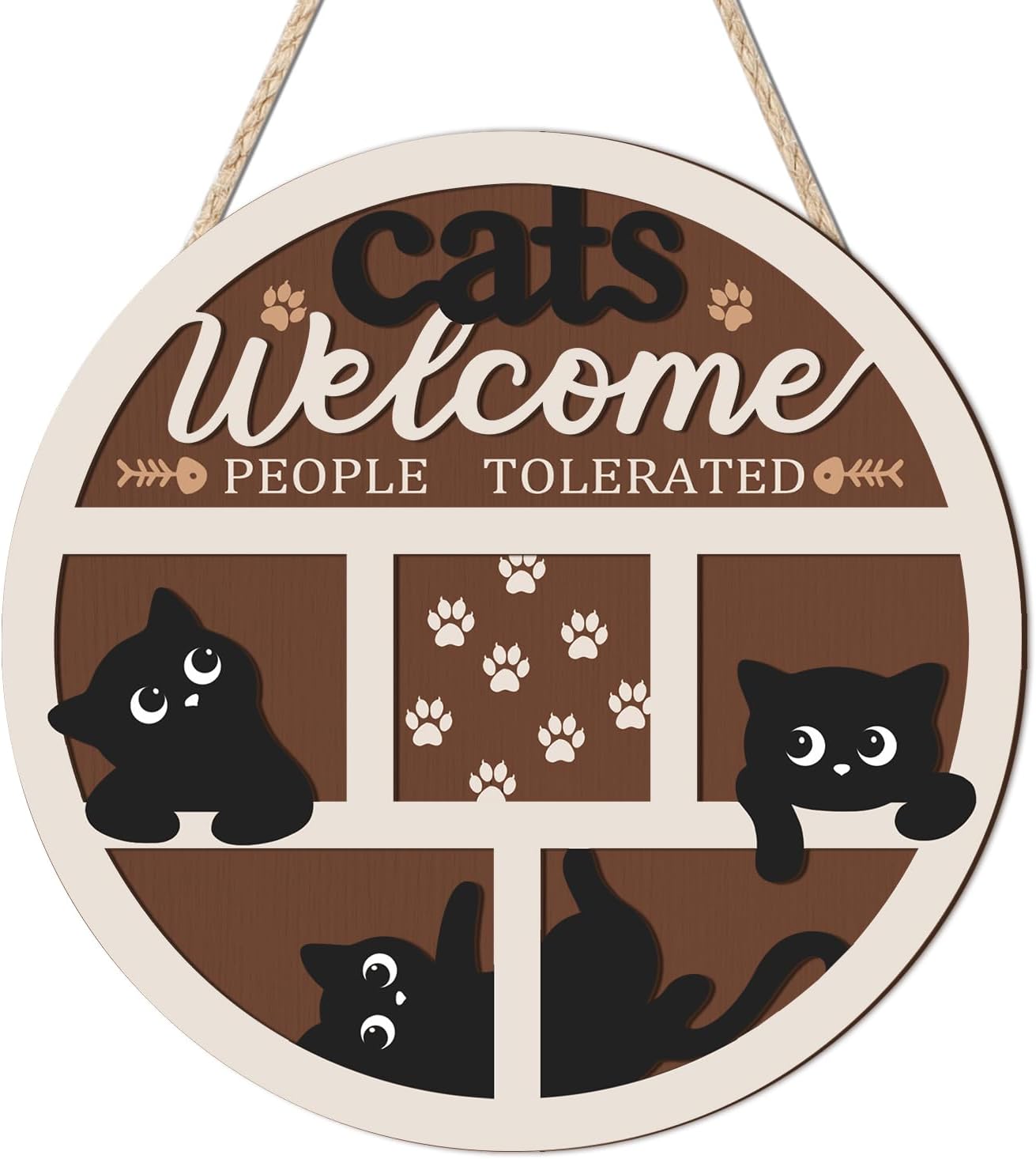 Amazon.com: LHIUEM 3D Funny Black Cat Welcome Door Sign,Cats Welcome ...