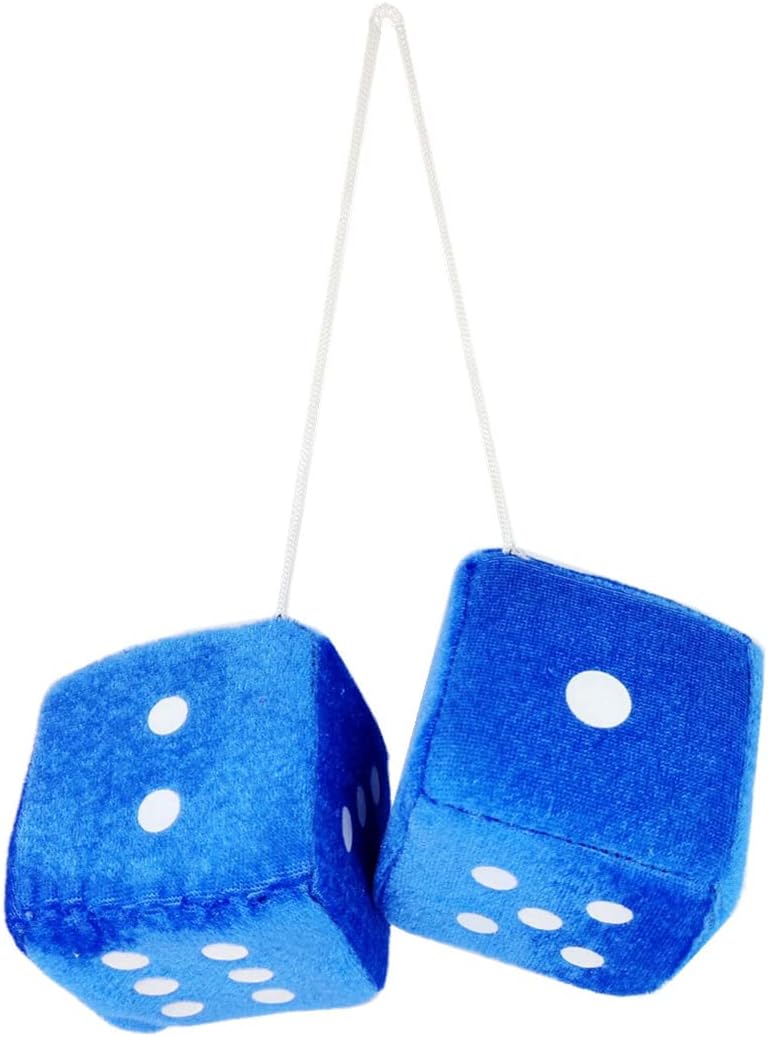 Amazon.com: Pair of 3" Blue Fuzzy Dice,Retro Square Mirror Hanging ...