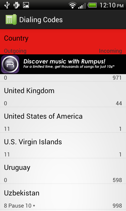 Dialing Codes - App on Amazon Appstore