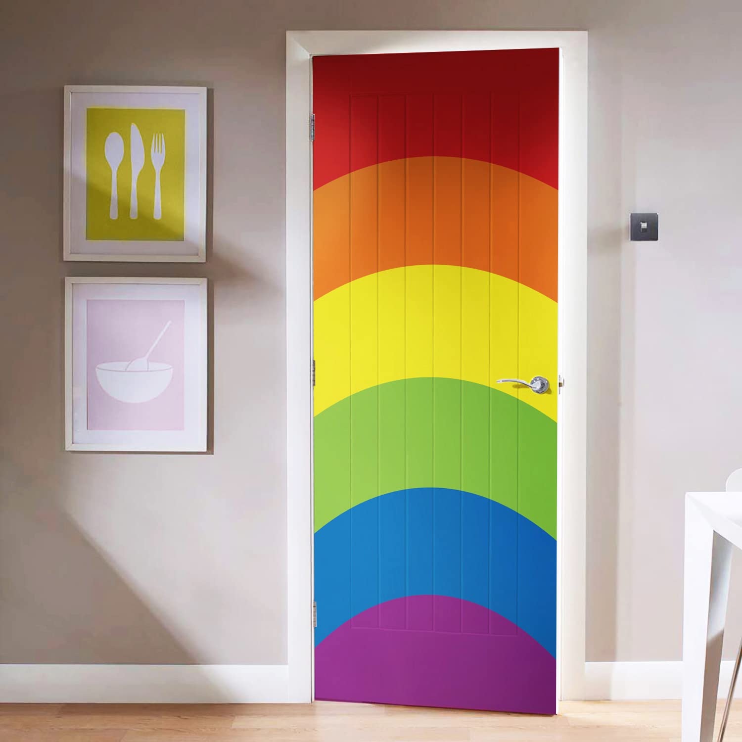Amazon.com: astrkiz Colorful Vigor Rainbow Door Sticker Peel and Stick ...