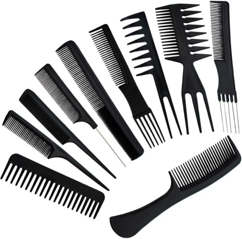 PARENCE Set of 10 Anti-Static Hair Combs, Professional Carbon Fibre ...