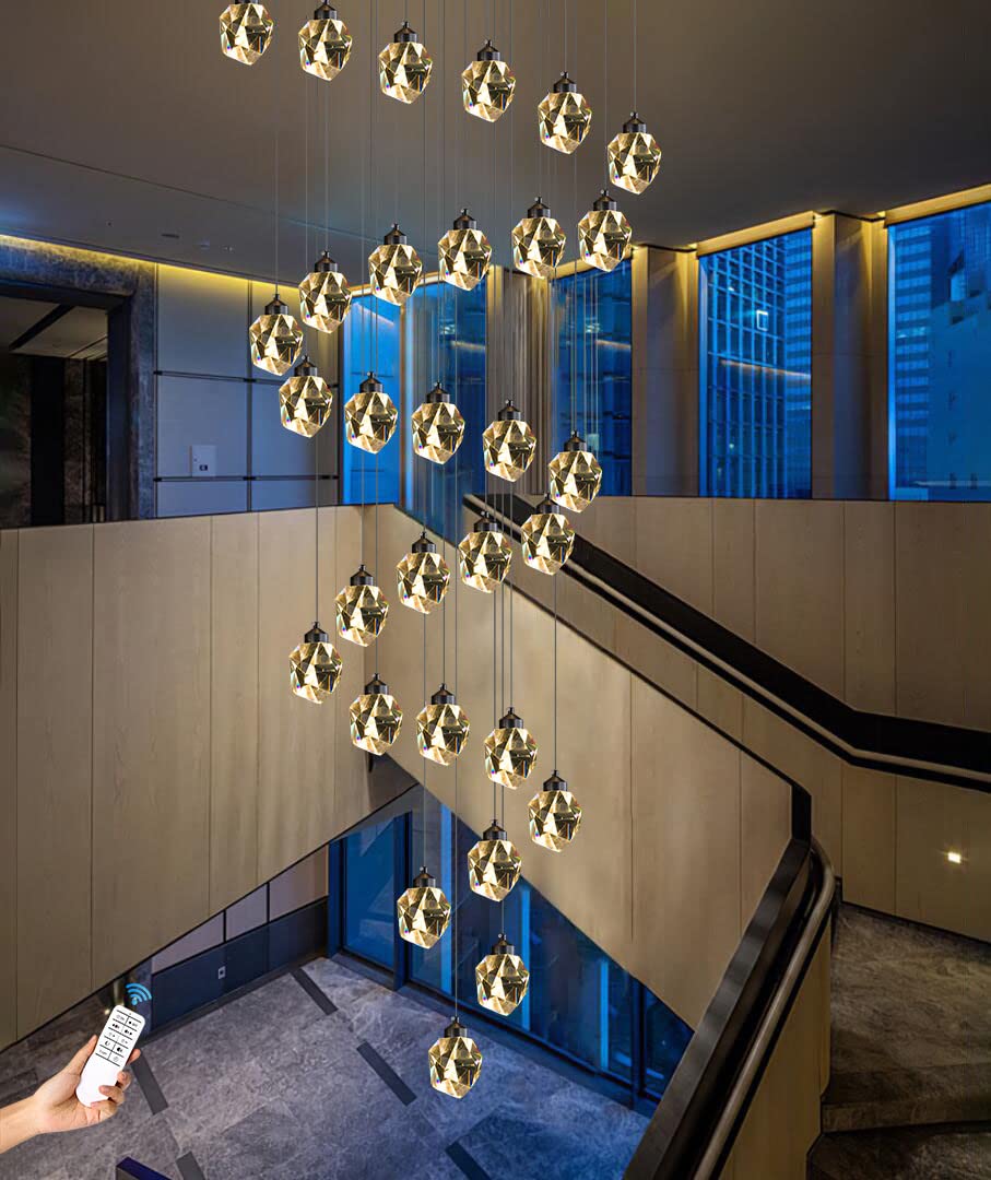 IDEQUY 32 Light Black Large Crystal Chandeliers for High Ceiling 150 ...