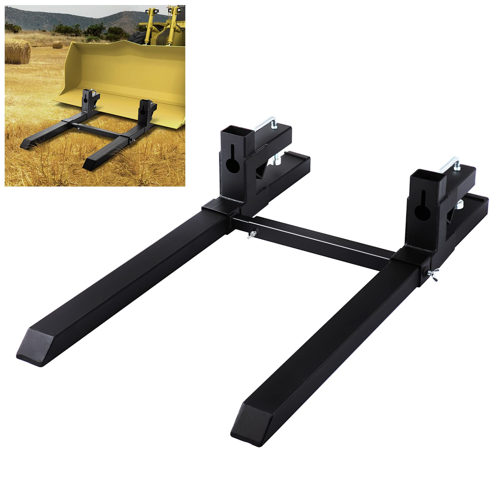 Buy VEVOR Pallet Forks, 2000 Lbs Clamp on Pallet Forks 60" Total Length ...