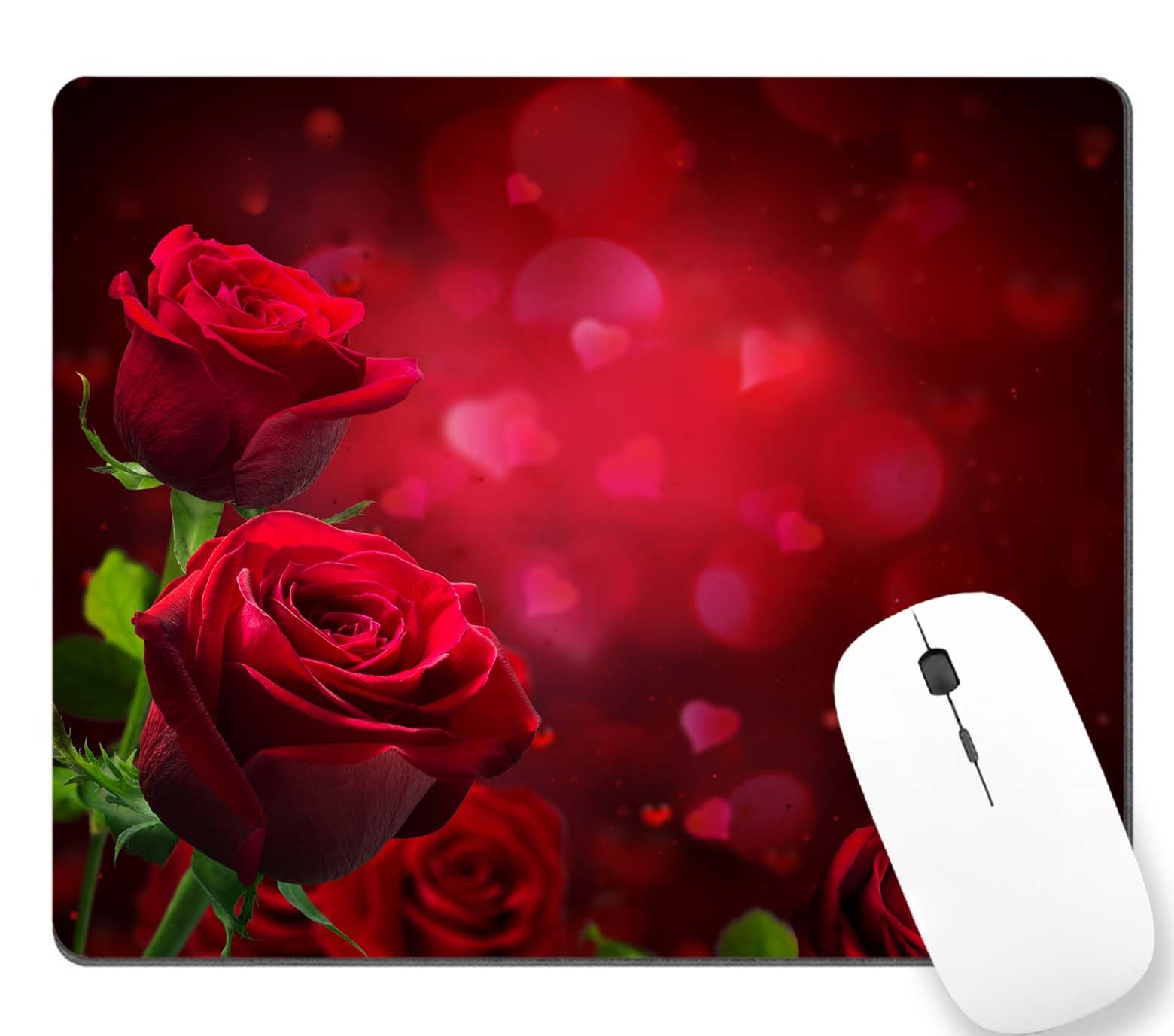 Amazon.com: TSSOHU Gaming Mouse Pad, Hearts and Red Roses Mouse Pad ...