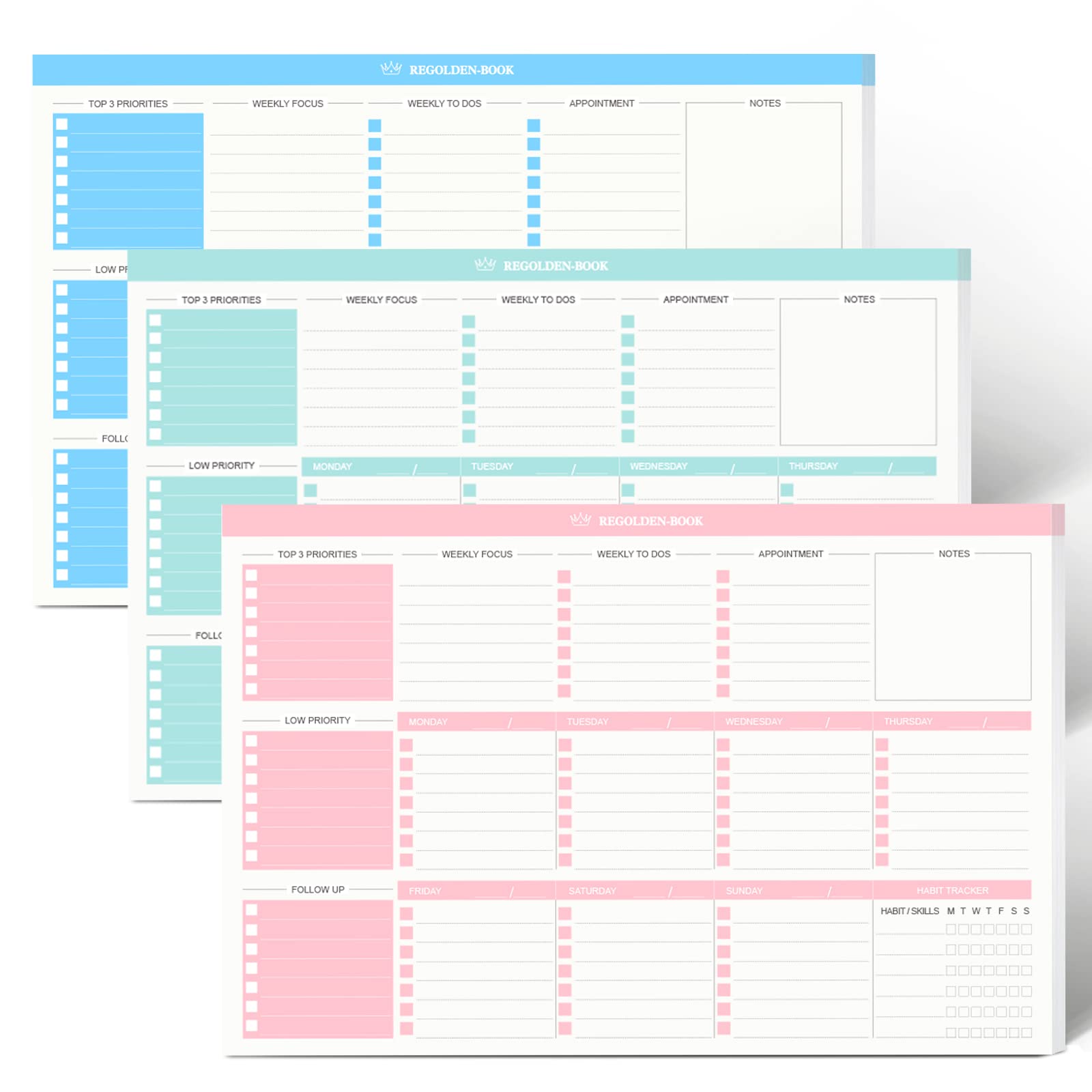 Weekly To Do List Notepad Tear Off Day Planning Pad 52 Sheets with ...