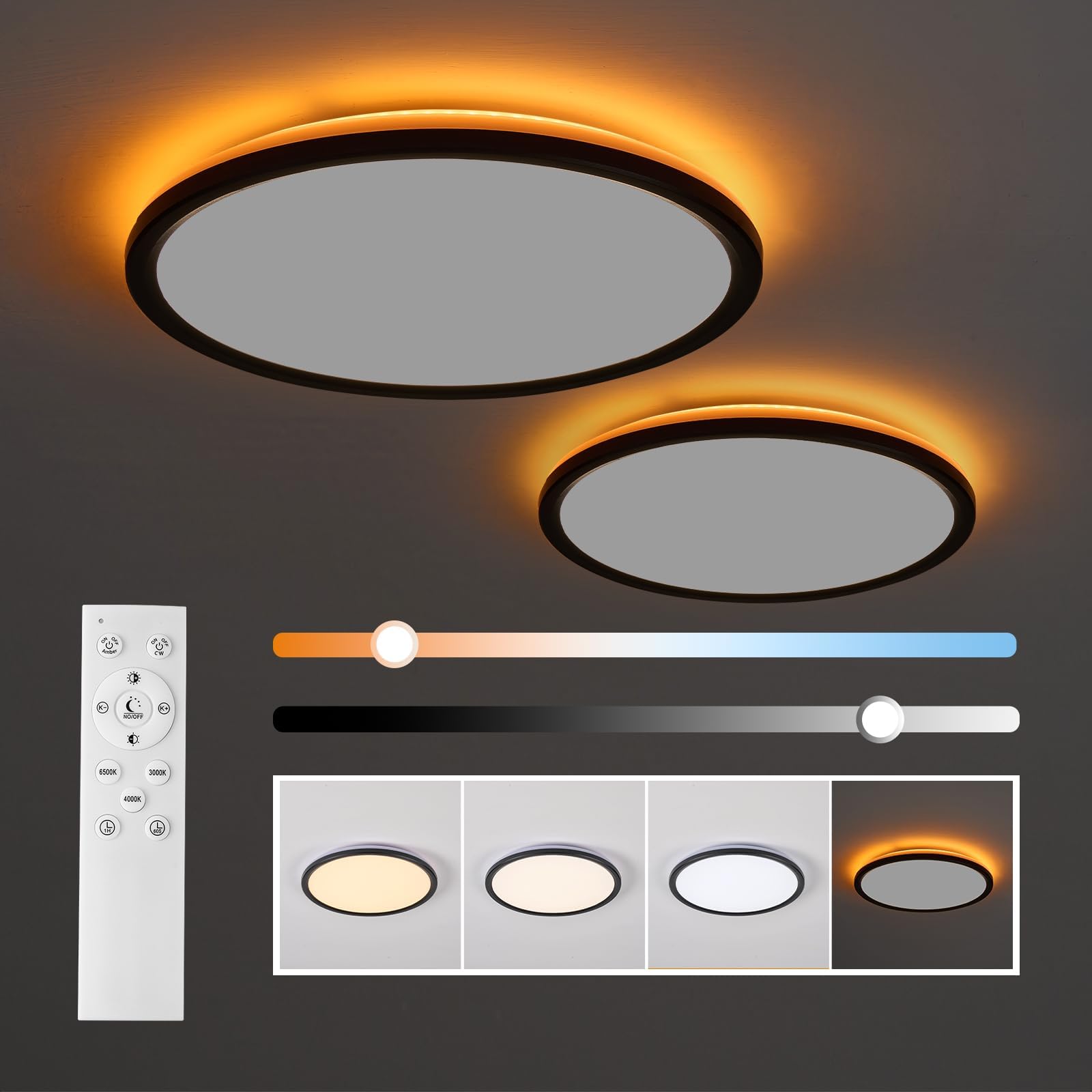 YOLIN Deckenlampe Led Lampe Deckenleuchte Flach Dimmbar 24W, Led ...