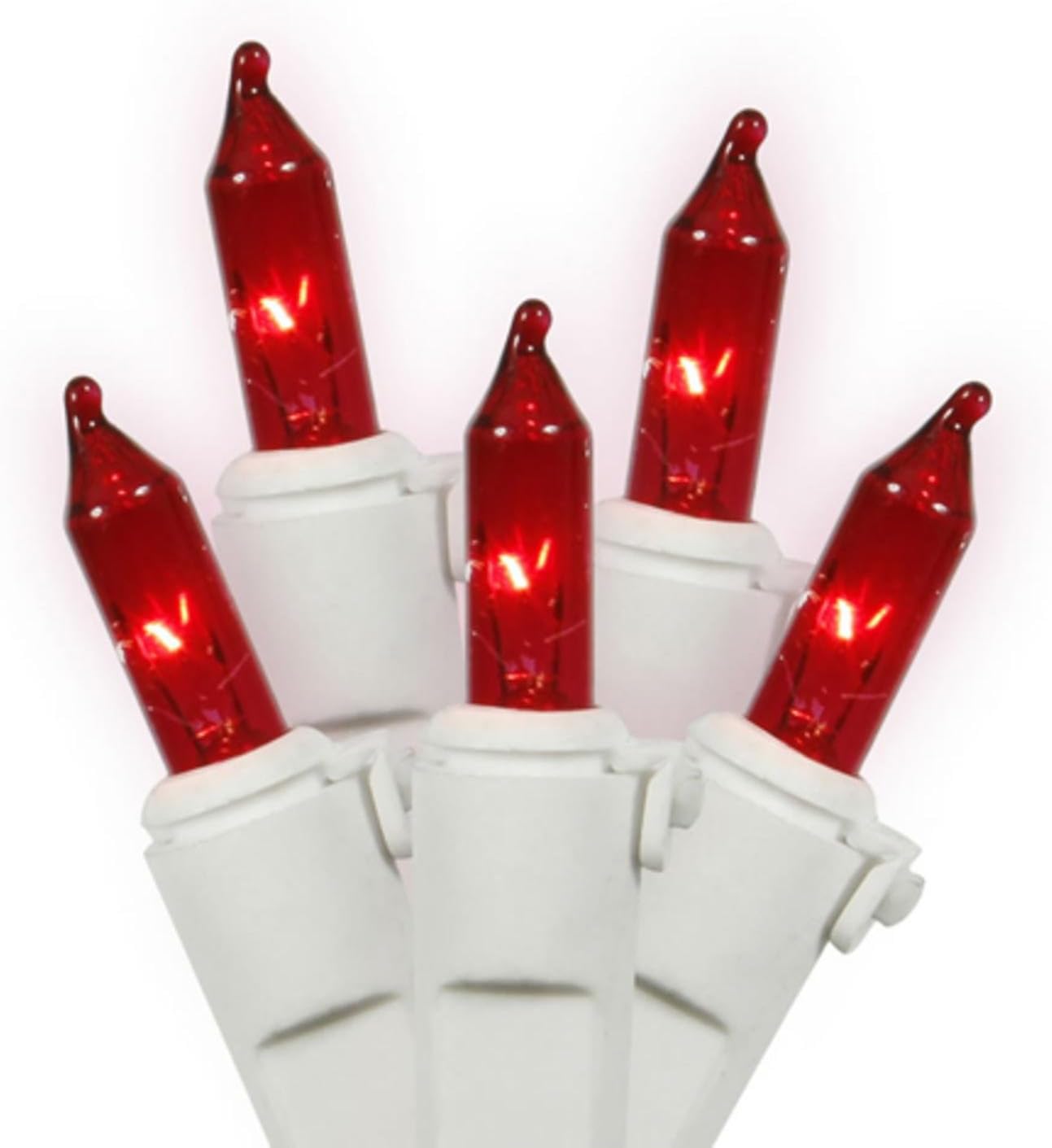 Set of 35 Red Mini Christmas Lights - White Wire - String Lights ...