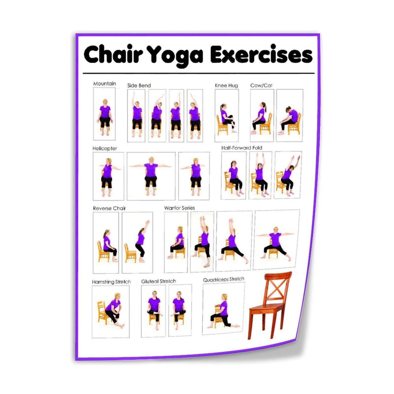 Amazon.com: Generic Chair Yoga Exercise Poster Yoga Knowledge ...