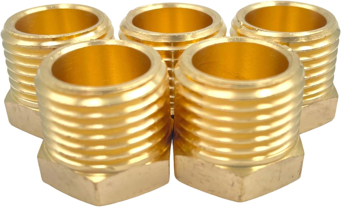 Amazon.com: 5pcs 1/2" NPT Male Solid Brass Pipe Plug adapter Outer Hex ...