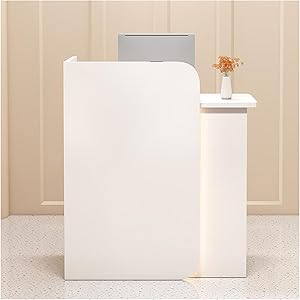 Amazon.com: LED Lights Reception Desk with Lockable Drawer - Modern ...