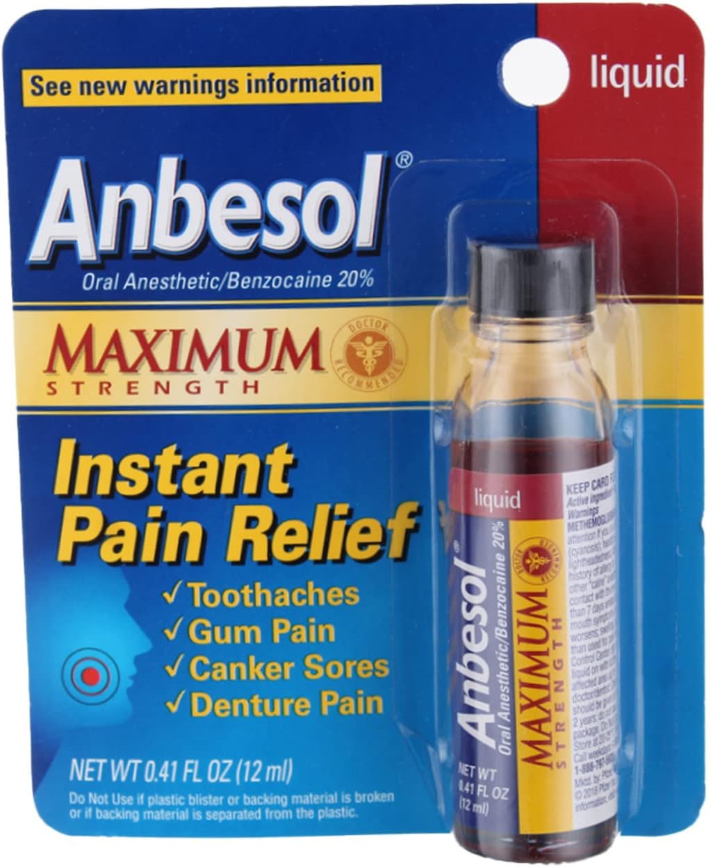 Amazon.com: Anbesol Maximum Strength Instant Pain Relief Liquid 0.41 oz ...