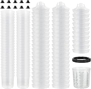 Amazon.com: Disposable Paint Spray Gun Cups Liners and Lid System 22 ...