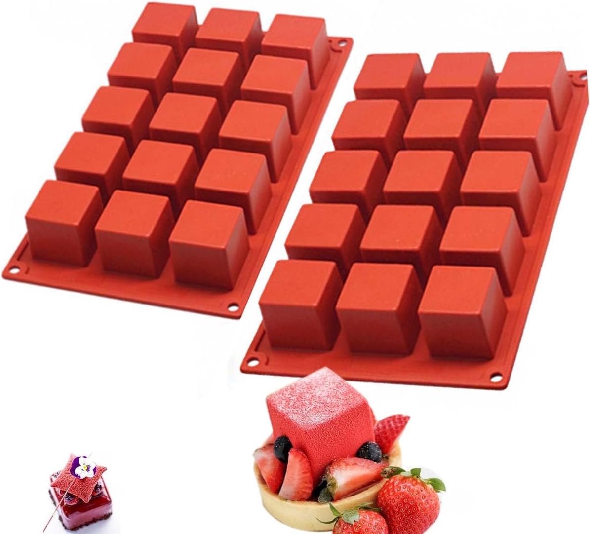 Amazon.com: Silicone Mousse Cake Molds (2 Pack) Candy Molds, Mini Petit ...