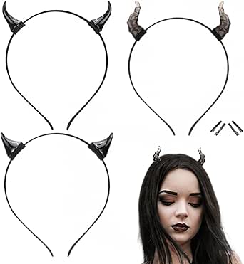 Amazon.com: MOSTORY Black Devil Horns Headband - 3 Pcs Demon Horn ...