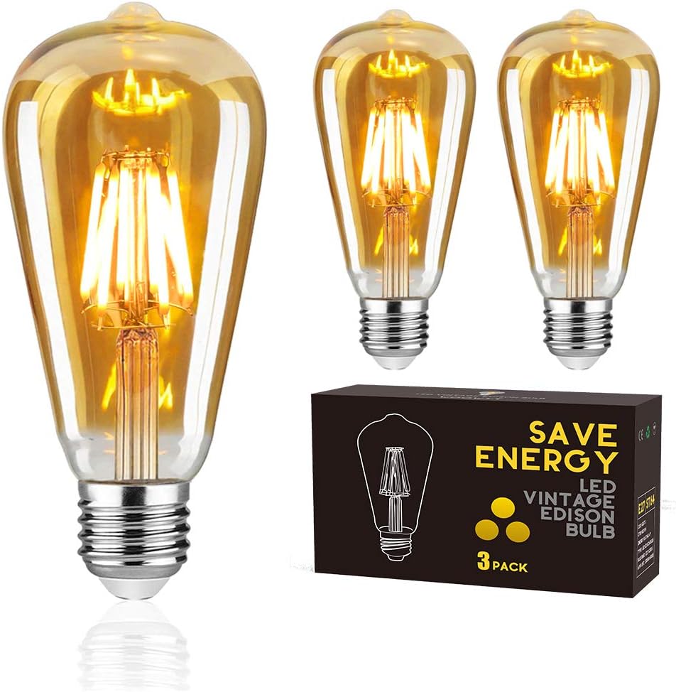 Woowtt LED Edison Vintage Bulbs, E27 LED Light Bulb Dimmable 6W ...
