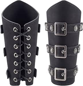 GORGECRAFT 2PCS Halloween Black Buckles Wrist Cuffs Bracers PU Leather ...