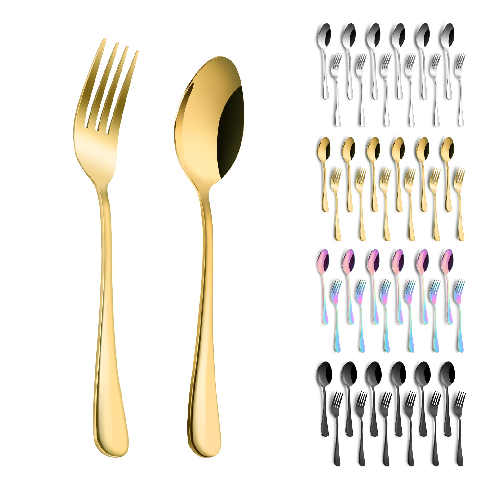 Amazon.com | 12 Pieces Spoons and Forks Set,Food Grade Stainless Steel ...