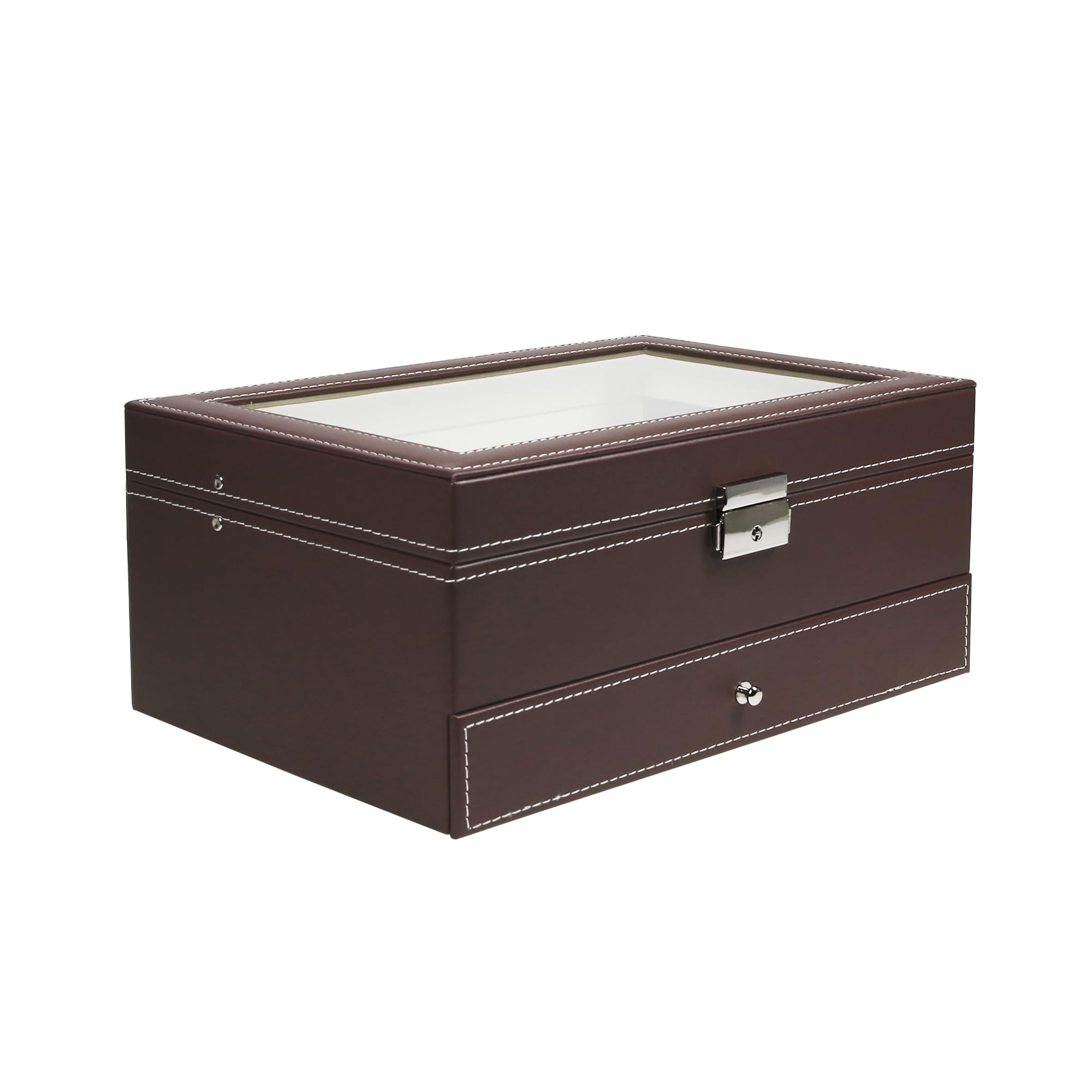 Snapklik.com : Ogrmar 12 Slot PU Leather Lockable Watch Storage Boxes ...