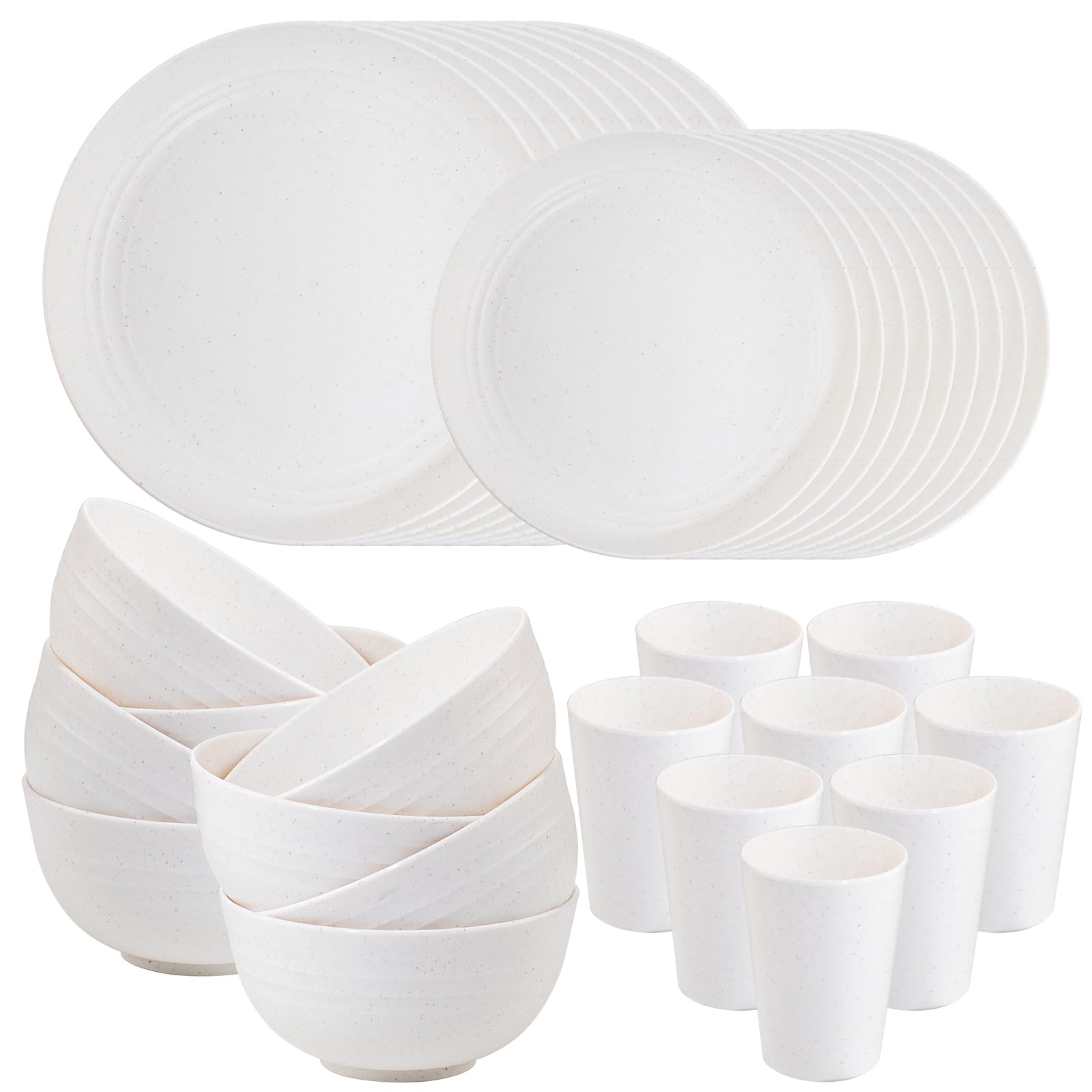 Amazon.com: Supernal 32pcs Wheat Straw Dinnerware Sets, White Dishes ...