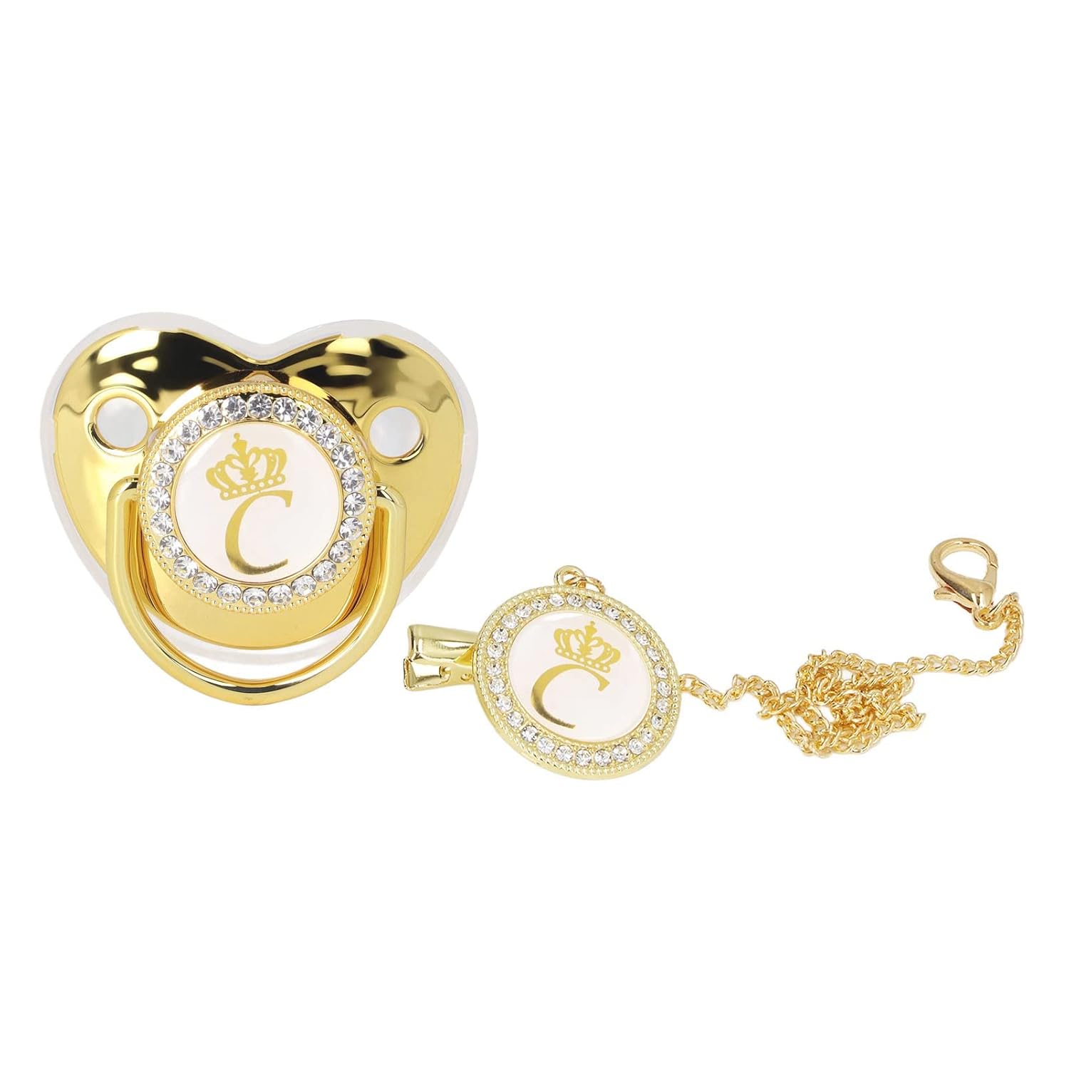 Amazon.com : Golden Letter Baby Pacifier, Personalized Bling Pacifier ...