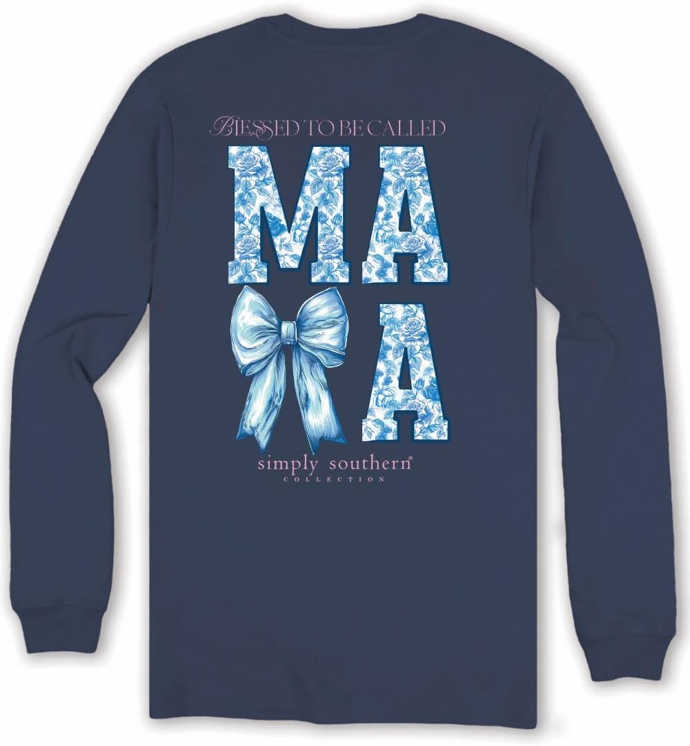 Simply Southern Blessed Mama, Size L Blue at Amazon Women’s Clothing store