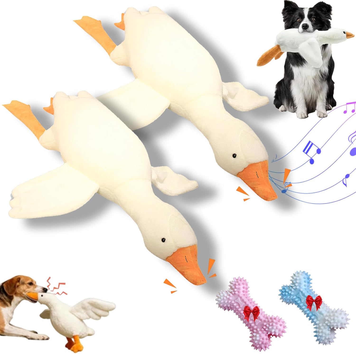Amazon.com: White Duck Dog Toy, Indestructible and Large Plush Goose ...