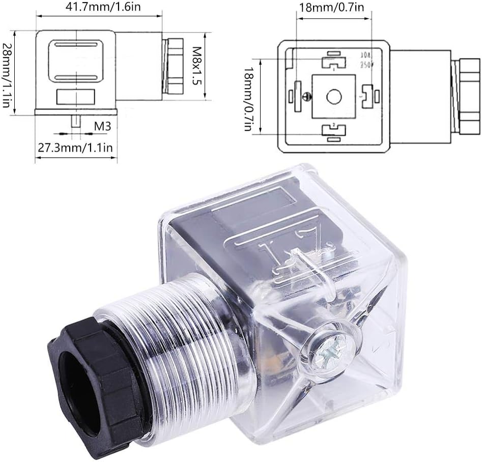 5Pcs Hydraulic Solenoid Coil Valve Plug, Universal AC 110V-220V 10A ...