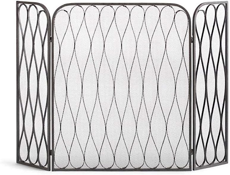 3-Panel Folding Fire Guard with Spark Screen – Extra Wide Mesh for Wood ...